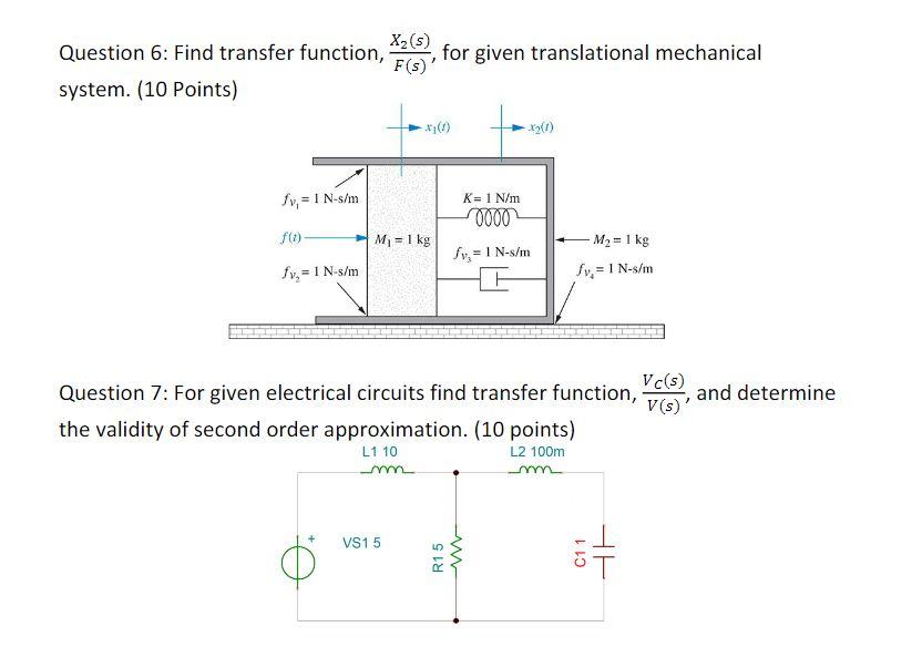 Solved X2 (5) Question 6: Find transfer function, F(s)' for | Chegg.com