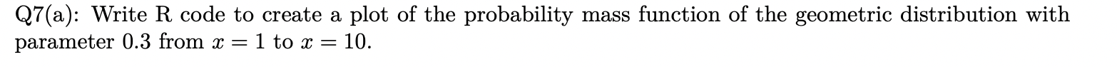 Solved Q7 A Write R code To Create A Plot Of The