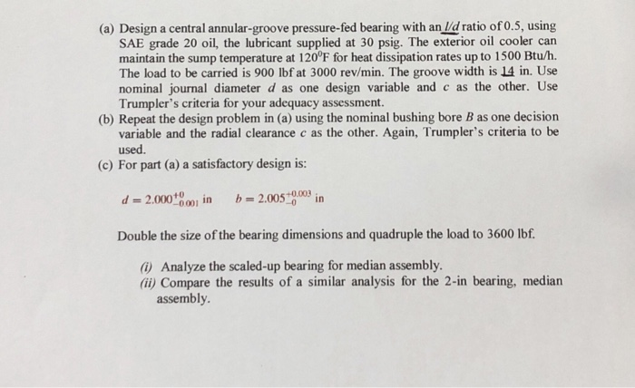 Solved (a) Design a central annular-groove pressure-fed | Chegg.com