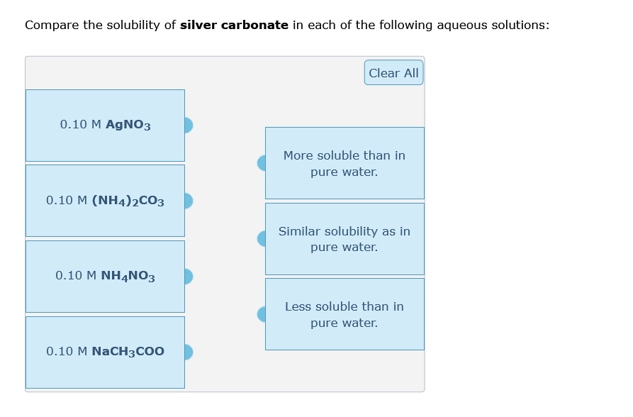 Solved Compare the solubility of silver carbonate in each of | Chegg.com