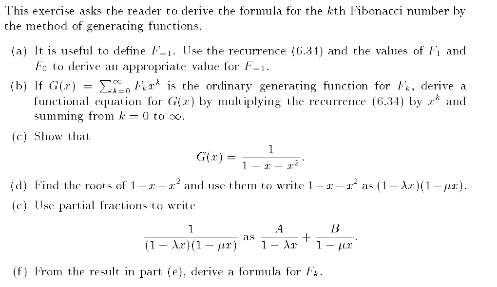 Solved Combinatorics. c, e, and f only6.34 recurrence is F_k | Chegg.com