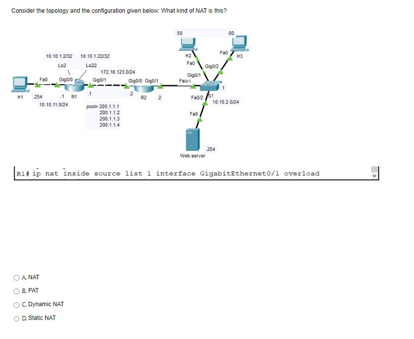 Solved Consider the topology and the configuration given | Chegg.com