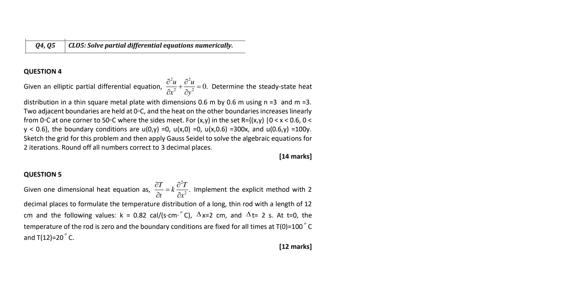Solved Q4, Q5 CL05: Solve partial differential equations | Chegg.com