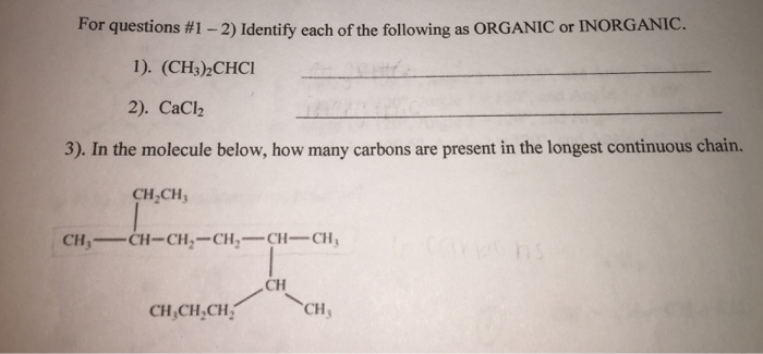 Solved 1-2. identifiy each of the following as organic or | Chegg.com