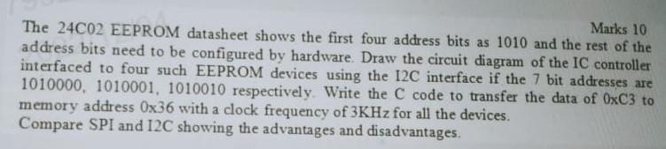 Solved The 24C02 EEPROM datasheet shows the first four | Chegg.com