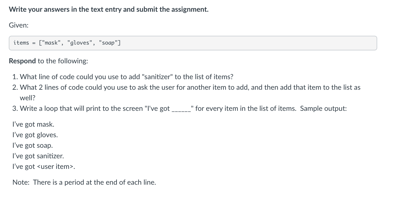 Solved Write your answers in the text entry and submit the | Chegg.com