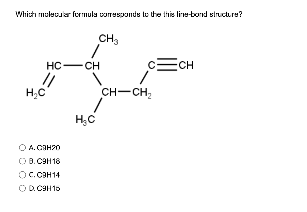 Solved Which molecular formula corresponds to the this | Chegg.com