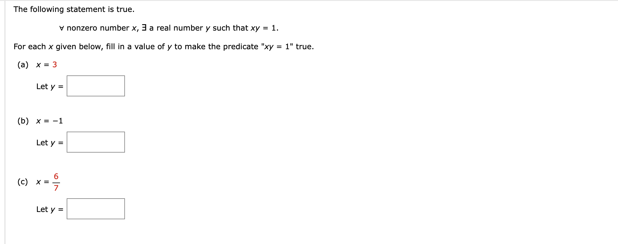 Solved The following statement is true. V nonzero number x, | Chegg.com