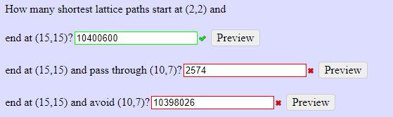Solved How many shortest lattice paths start at (2.2) and | Chegg.com