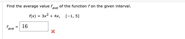 Solved Find the average value fave of the function f on the | Chegg.com