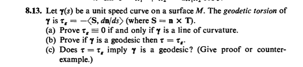 Solved 22 8.13. Let y(s) be a unit speed curve on a surface | Chegg.com