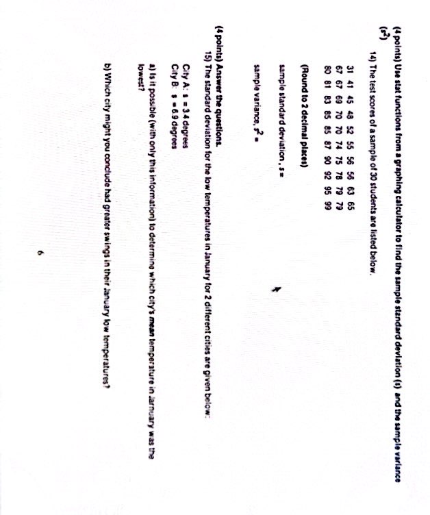Solved (4 points) Use stat functions from a graphing | Chegg.com