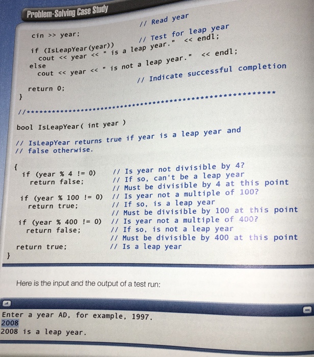 Solved the algorithm in the leap year case study to decide | Chegg.com