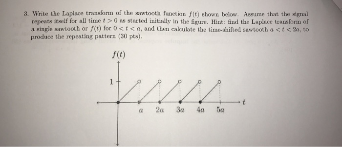 Solved 3. Write the Laplace transform of the sawtooth | Chegg.com
