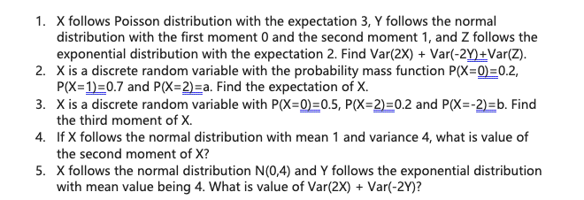 Solved 1. X follows Poisson distribution with the | Chegg.com