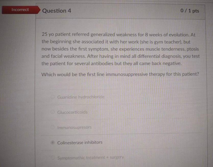 Solved 25 yo patient referred generalized weakness for 8 | Chegg.com