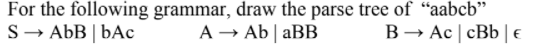 Solved For the following grammar, draw the parse tree of | Chegg.com