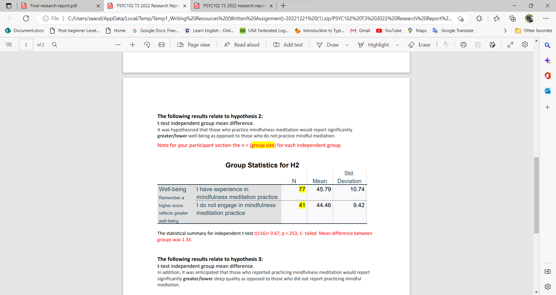 Solved Hi, could you please help me with writing my result | Chegg.com