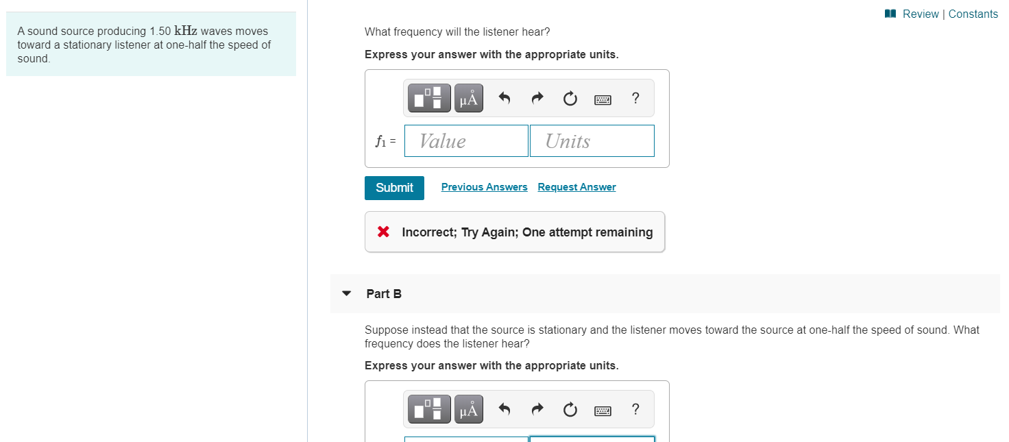 Solved A Review Constants A sound source producing 1.50 kHz | Chegg.com