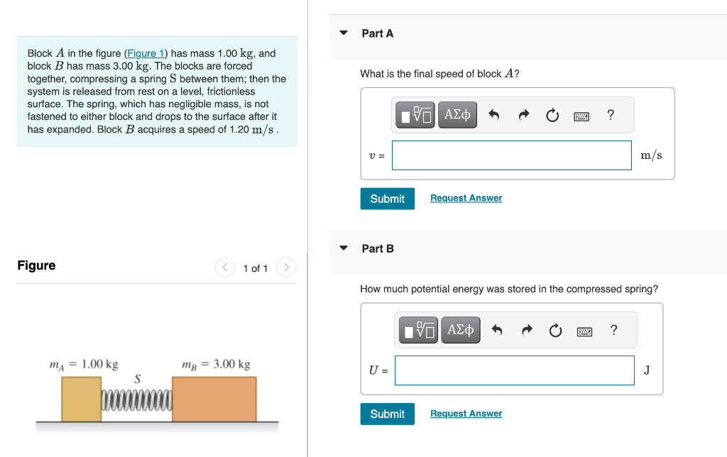 Solved Block A in the figure (Figure 1) has mass 1.00 kg, | Chegg.com
