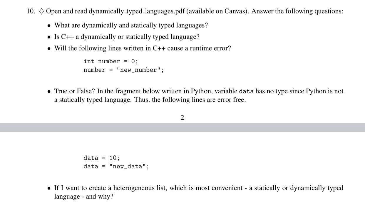 Solved 10. Open and read dynamically-typed-languages.pdf | Chegg.com