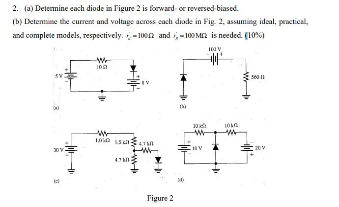 Solved 2. (a) Determine each diode in Figure 2 is forward- | Chegg.com