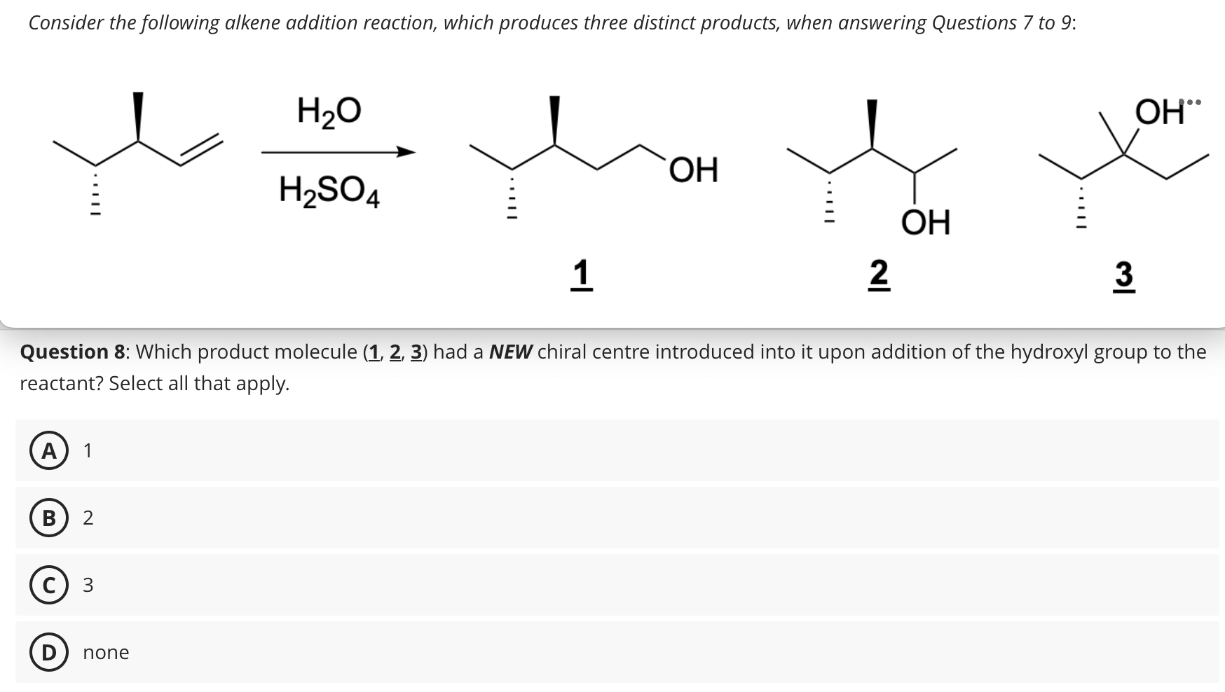 Solved Consider the following alkene addition reaction, | Chegg.com