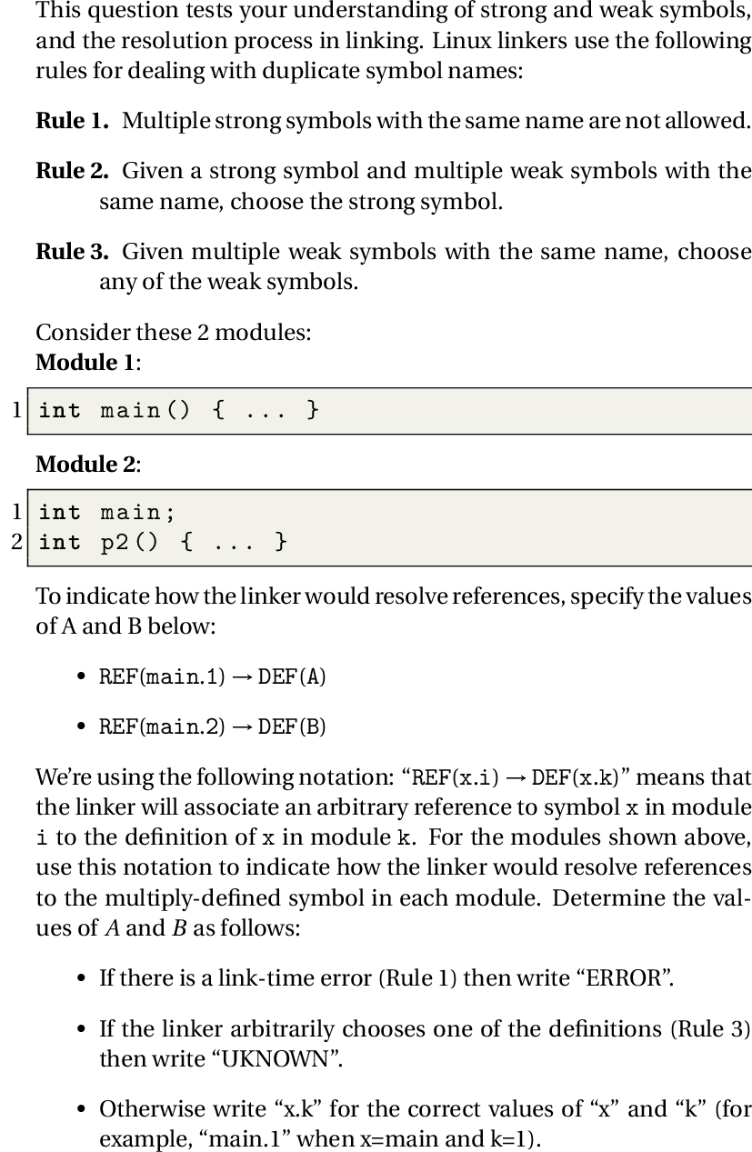Solved To indicate how the linker would resolve references, | Chegg.com
