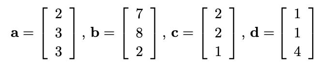Solved a=⎣⎡233⎦⎤,b=⎣⎡782⎦⎤,c=⎣⎡221⎦⎤,d=⎣⎡114⎦⎤c1a+c2c+c3d=b | Chegg.com