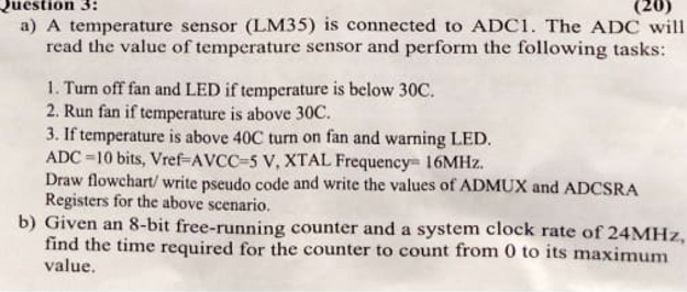Solved a) A temperature sensor (LM35) is connected to ADC1. | Chegg.com