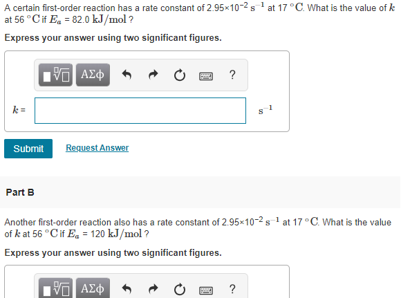 Solved A certain first-order reaction has a rate constant of | Chegg.com