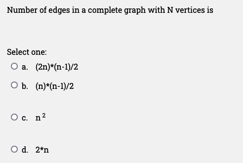 Solved Number of edges in a complete graph with N vertices | Chegg.com