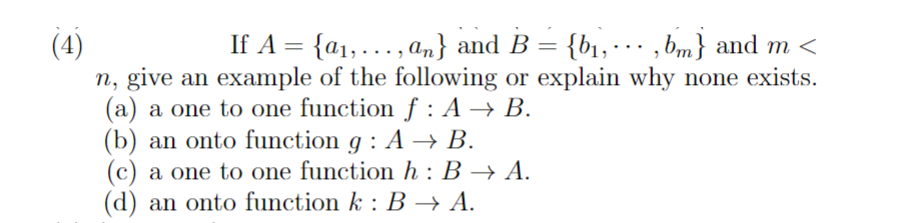 Solved If A={a1,…,an} and B={b1,⋯,bm} and m