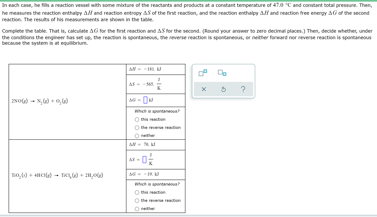 Solved In each case, he fills a reaction vessel with some | Chegg.com