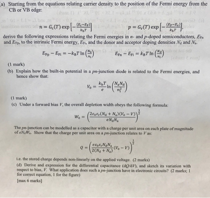 Solved a) Starting from the equations relating carrier | Chegg.com