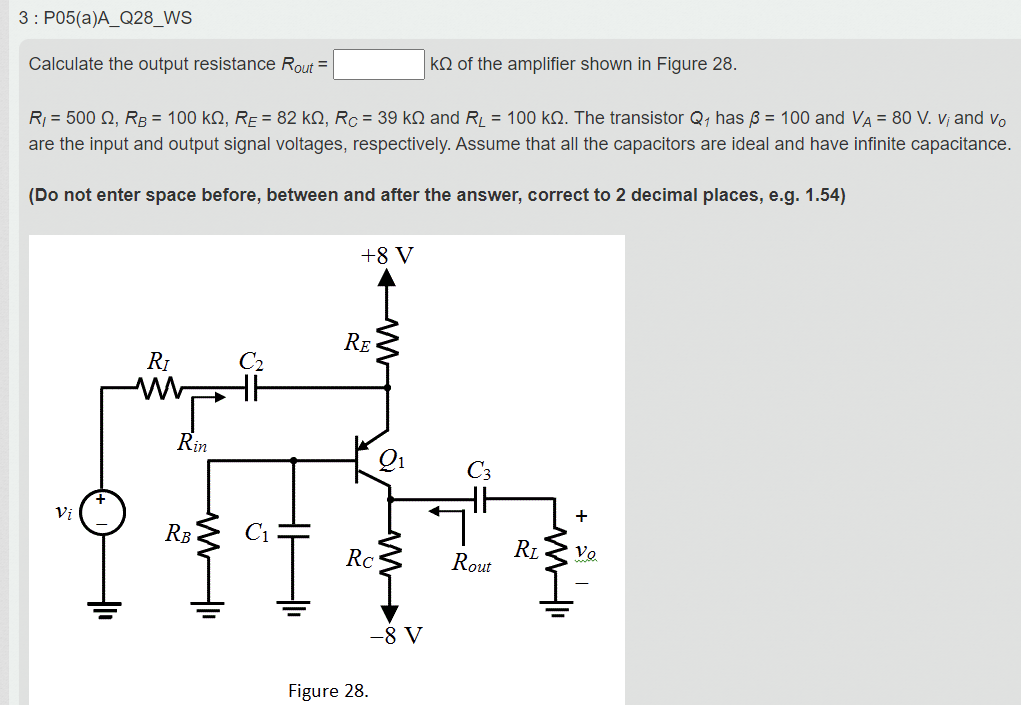 Solved Calculate the output resistance Rout = kΩ of the | Chegg.com