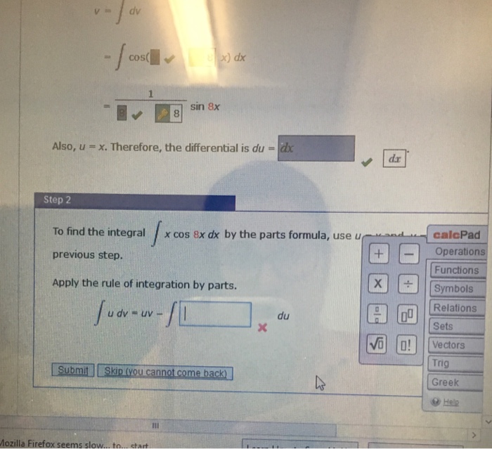Solved Tutorial Exercise Evaluate the integral using | Chegg.com