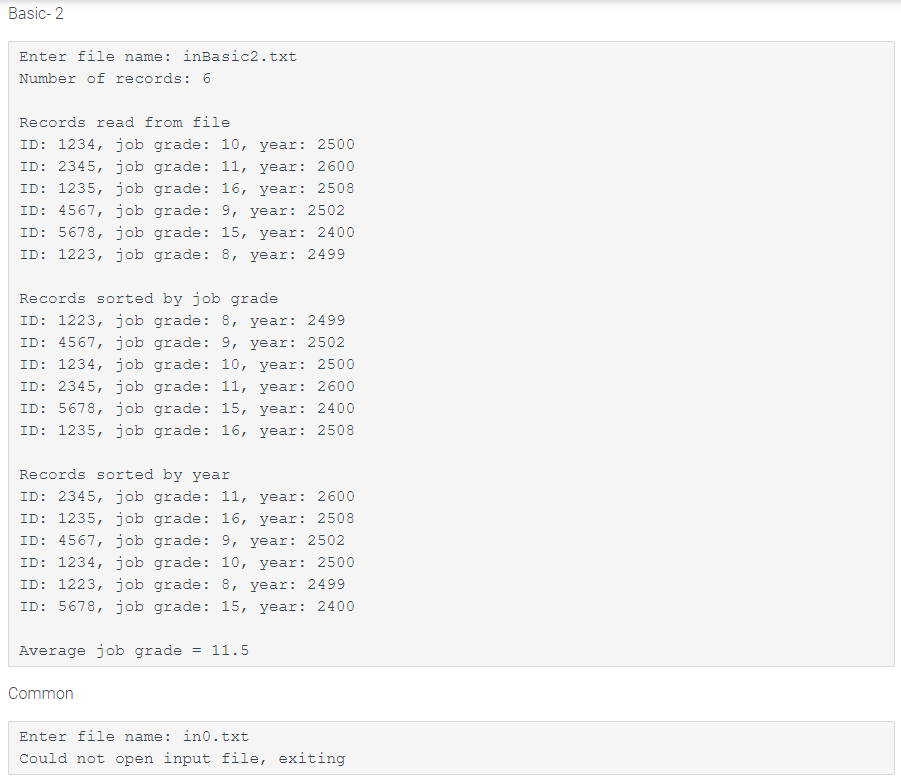 Solved Write a program that reads employee records from a | Chegg.com