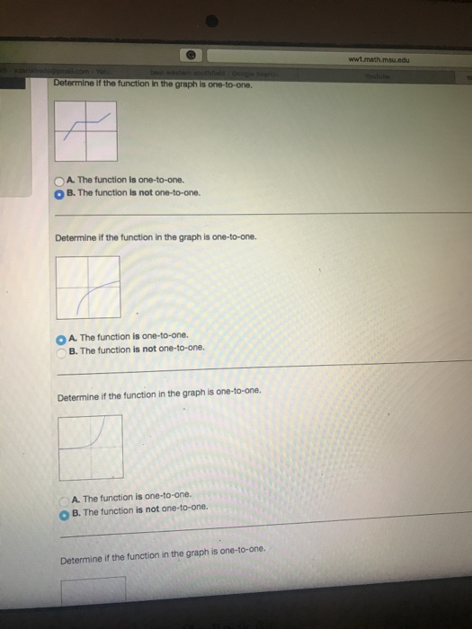 Solved Determine if the function Iin the graph is one-to-one | Chegg.com
