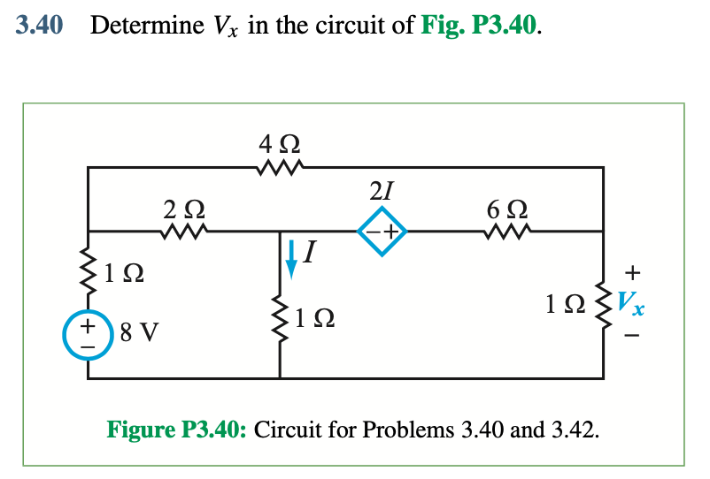 Solved 3.40 Determine Vx in the circuit of Fig. P3.40. | Chegg.com