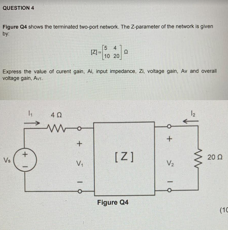 Solved QUESTION 4 Figure Q4 shows the terminated two-port | Chegg.com