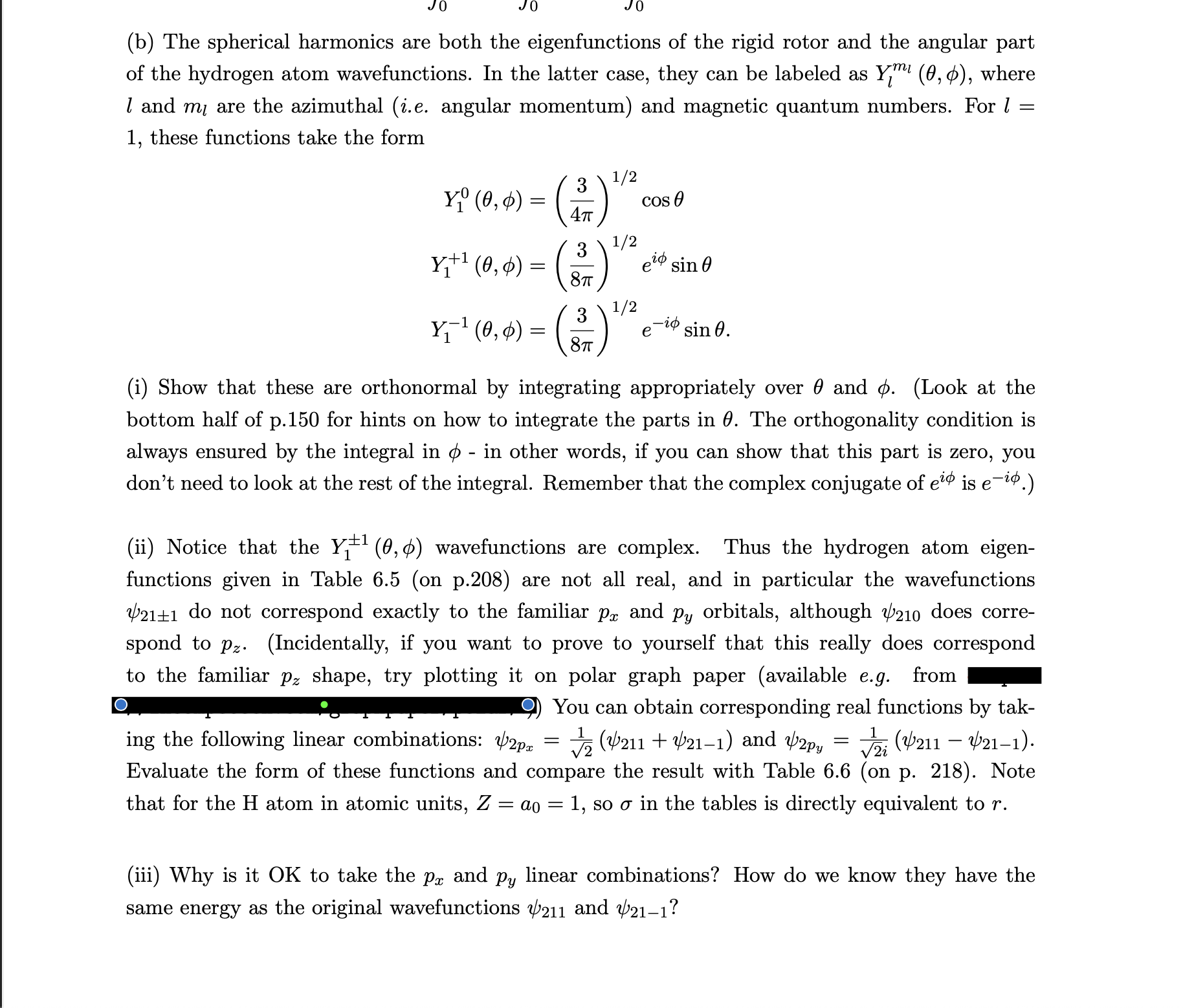 Solved (b) The spherical harmonics are both the | Chegg.com