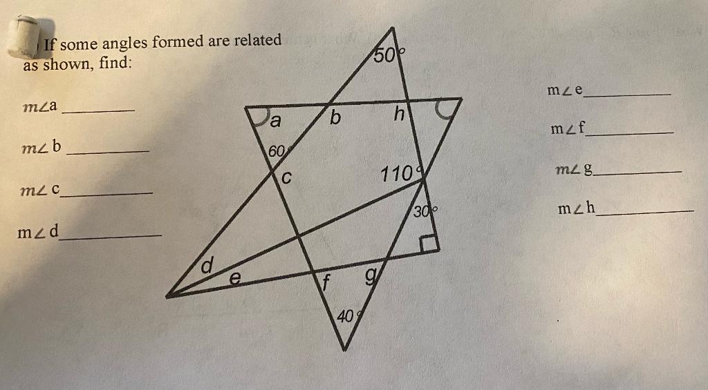 Solved If some angles formed are related as shown, find: 501 | Chegg.com