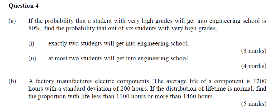 Solved Question 4 (a) If the probability that a student with | Chegg.com
