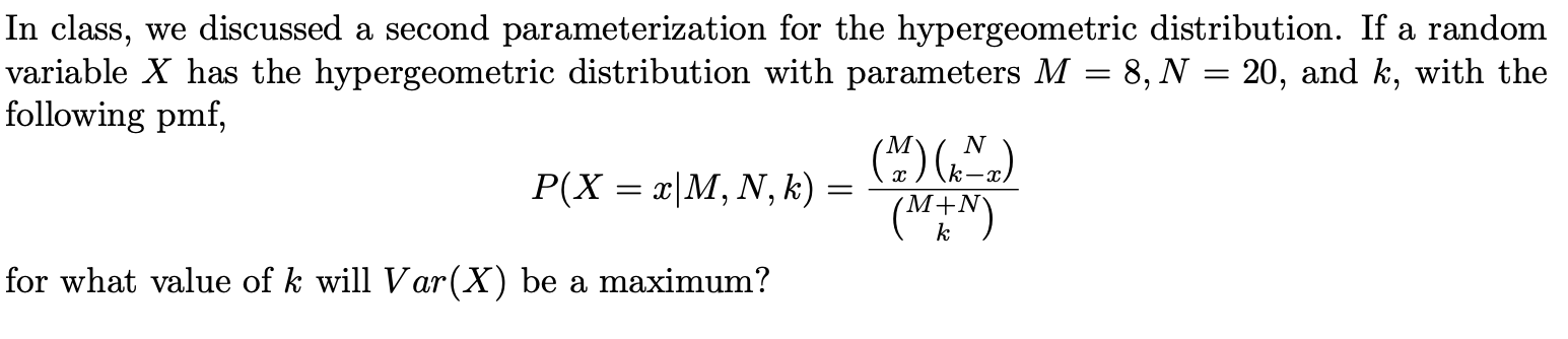 In class, we discussed a second parameterization for | Chegg.com