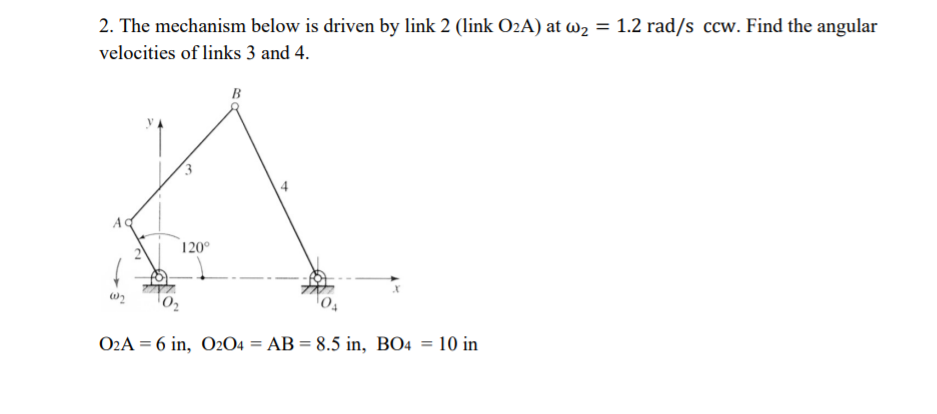 Solved 2. The mechanism below is driven by link 2 (link O2A) | Chegg.com