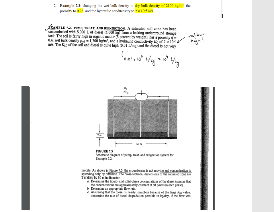 2. Example 7.2: changing the wet bulk density to dry | Chegg.com