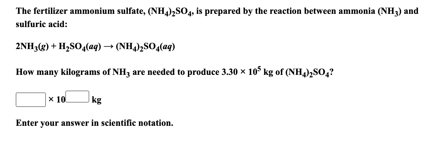 Solved The fertilizer ammonium sulfate, (NH4)2SO4, is | Chegg.com