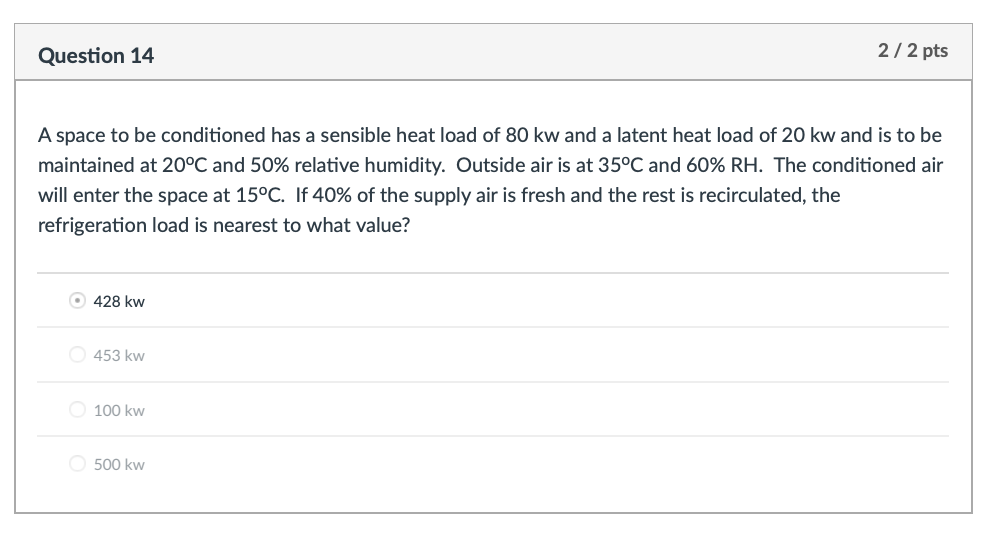 Solved A space to be conditioned has a sensible heat load of | Chegg.com