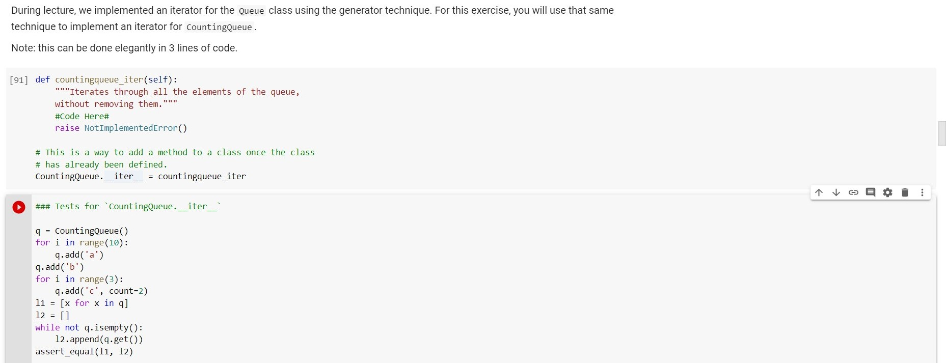 Solved Problem 1: implement _len_ for a counting queue For | Chegg.com